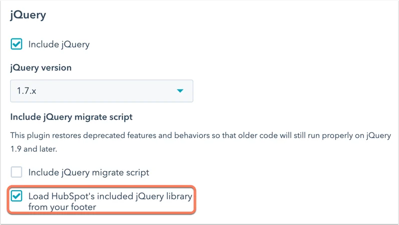 Include jQuery across your HubSpot pages Include jQuery across your HubSpot pages